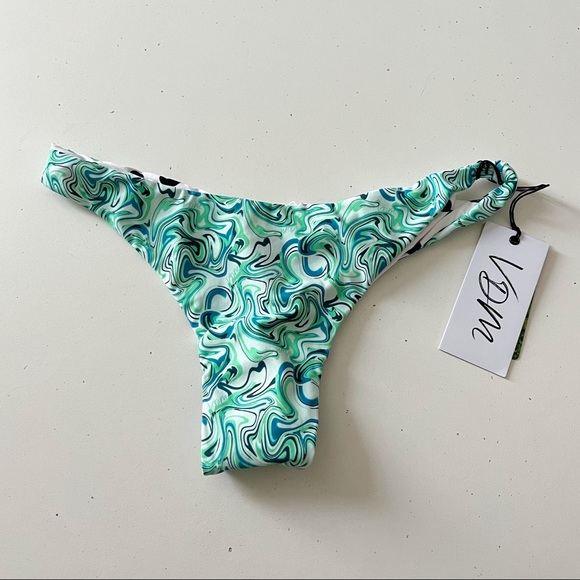 VDM | Swim | Vdm Vera Mint Liquid Marble White Black Polka Dot Ruched ...